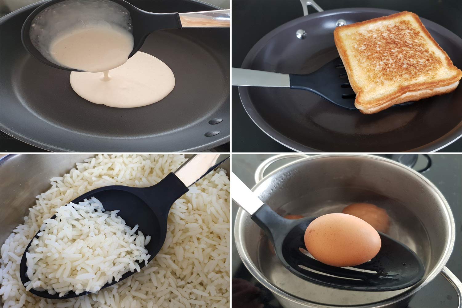 Daily Kitchen Utensils Set Silicone and Stainless Steel - Heat Resistant Cooking Utensils for Non Stick Cookware - Silicone Utensils Cooking Utensil Set - Kitchen Tools and Gadgets - 6-Piece Tool Set