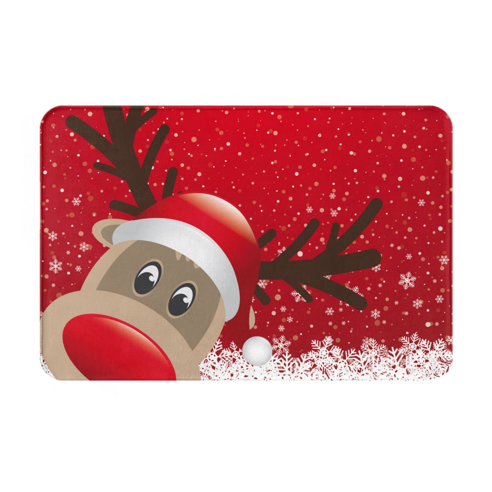 Door Mat 16 x 24 in Merry Christmas Cute Cartoon Elk Print Non-Slip Floor Mats Front Door Welcome Carpet for Indoor Outdoor
