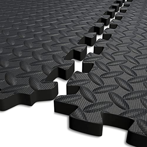 Epic Fitness Foam Gym Floor Tiles - Interlocking Floor Mats for Home Gym - Non-Slip Noise-Dampening Eva Foam Squares (6 Pack)
