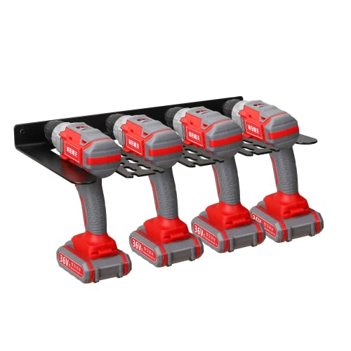 GOHIKING Garage Organization, Drill Hanger Wall Mount, Heavy Duty Power Tool Organizer that Support 4 Electric Drills and Batteries, for Garage, Home, Workshop, Shed