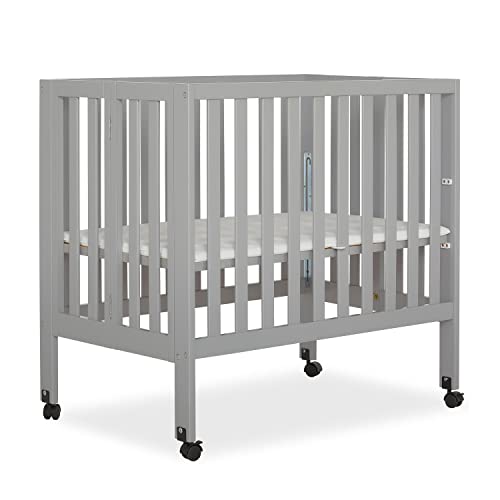 Dream On Me Jett Non-Full Sze Foldng CRB n Pebble Grey Removeable Wheels Adjustable Mattress Support Patent Foldng System 1" Mattress Pad ncluded