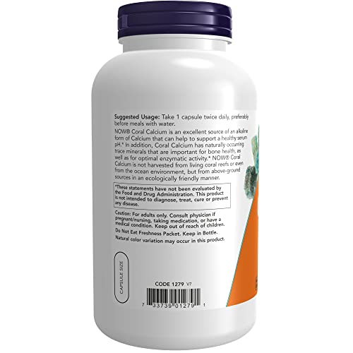 NOW Supplements, Coral Calcium 1,000 mg, Bone Health*, Healthy pH Balance*, 250 Veg Capsules