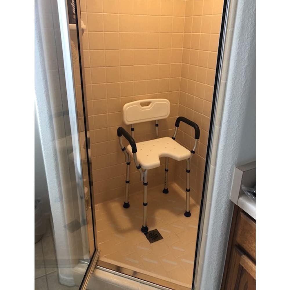 ππ«πππ§ππ‘π’ππ Narrow Shower Chair for Inside Tub, Small Bathtub Chair with Arms and Back Removable, Shower Chair for Elderly and Disabled, Sturdy & Height Adjustable & Cutout Seat, 300lbs