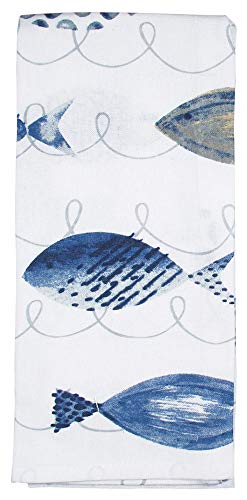 fillURbasket Coastal Kitchen Towels Set Nautical Dish Towels Fish Kitchen Towels Seashell Towels for Kitchen Decorative Hand Dish Drying 15"x25" 100% Cotton