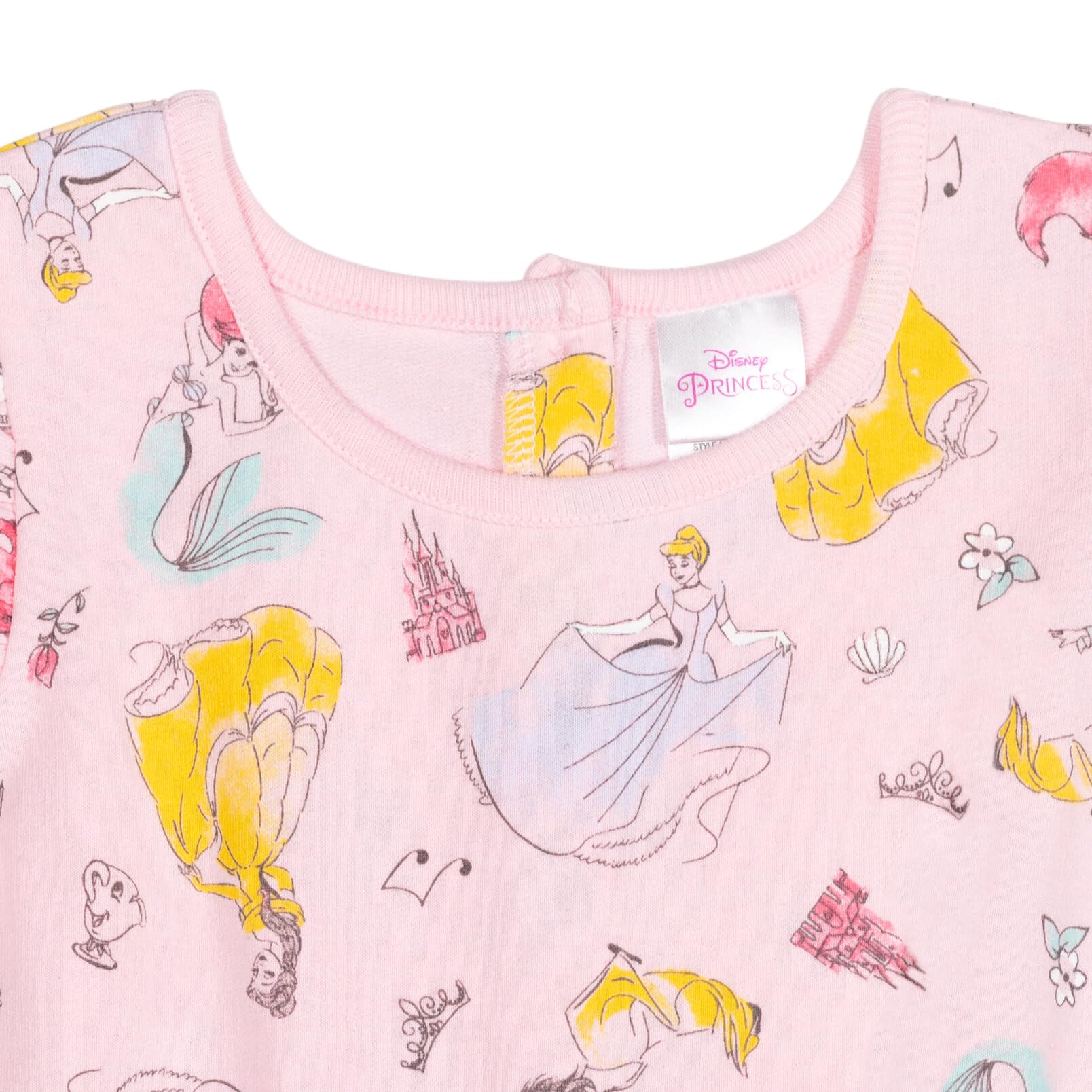 Disney Princess Mulan Belle Ariel Cinderella Little Girls Sleeveless Romper Pink 7-8