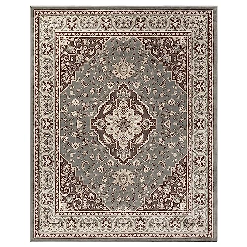 Superior Indoor Area Rug, Plush Carpet Cover, Traditional Oriental Medallion, Perfect for Hallway, Entryway, Living Room, Dining, Bedroom, Office, Kitchen, Glendale Collection, 3' x 5', Grey