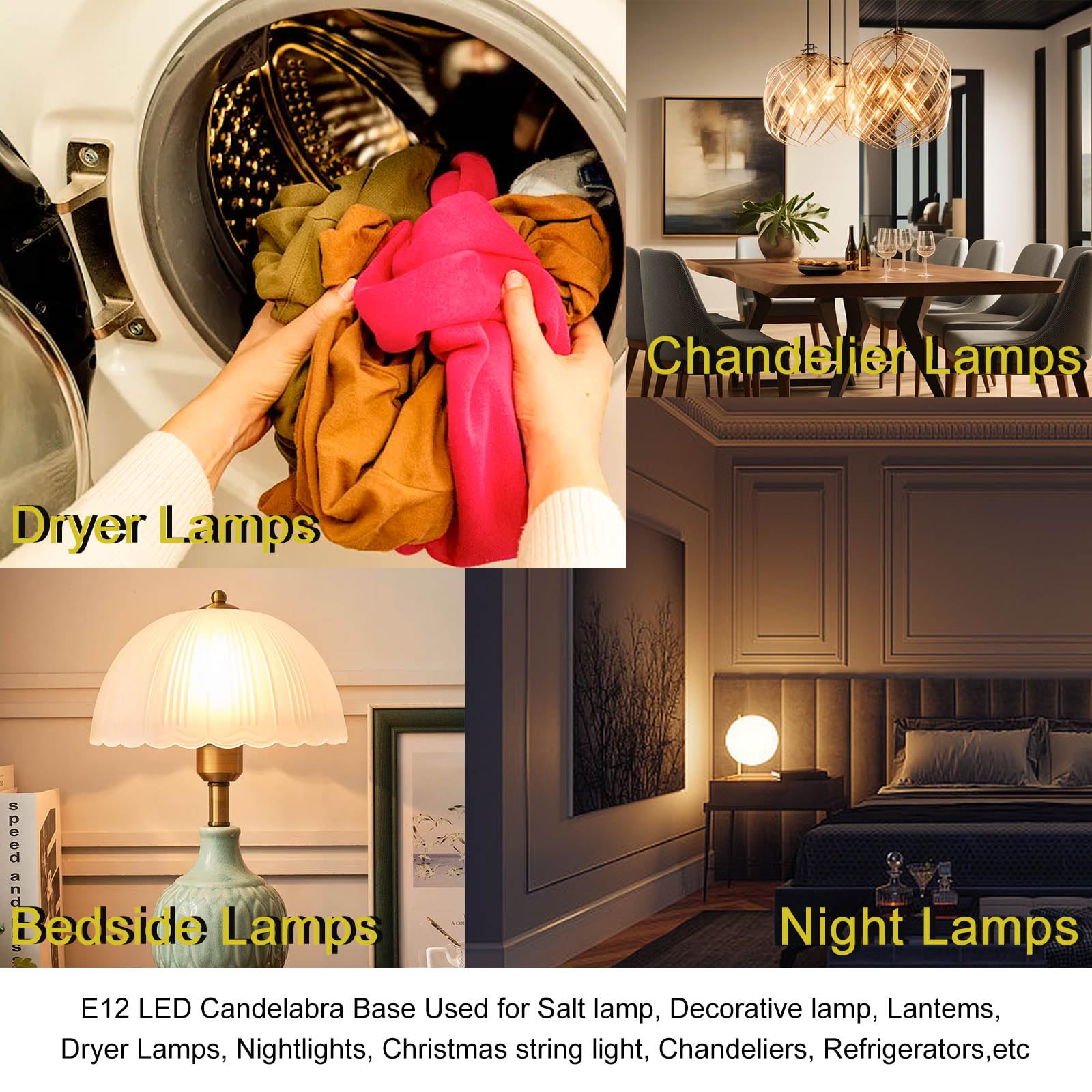 LFLAMPON E12 LED 2W Candelabra Led Bulbs Ceiling Fan Light Bulbs C7 Small Base Equivalent 120V 20W-30W Replace Turkish Lamp Dryer Bulb Water Dispensing Fridge Light Salt Light(2 Pack)