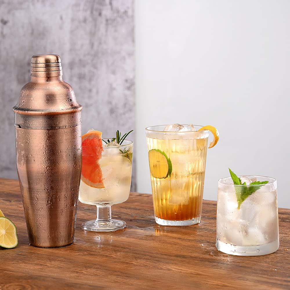 ETENS Cocktail Shaker Antique Copper & Bar Shaker, Martini Shaker Stainless Steel 24 oz with Built In Strainer for Bartending - Bartender Shaker Metal Mixed Drink Mixer | Margarita | Mixology