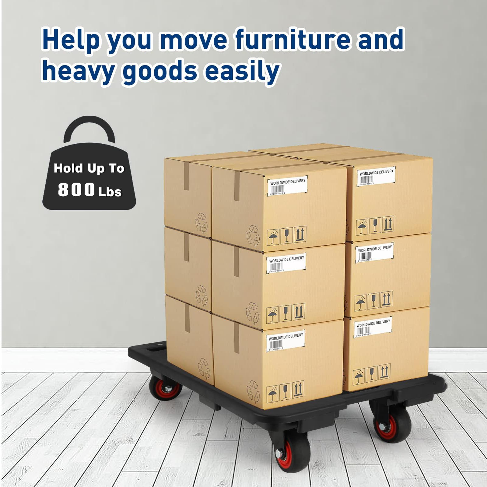 Furniture Dolly, 2 Pack Moving Dolly Connectable, 500 Lbs Capacity, Furniture Movers 4 Wheels Heavy Duty, Small Flat Dolly Cart, Portable and Light Dollies