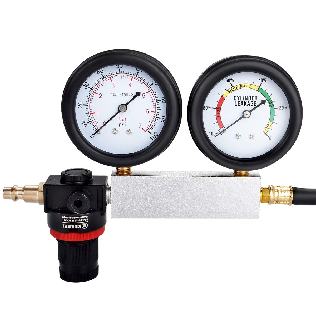 FAERSI Cylinder Leak Detector - Engine Compression Diagnosis Tester Kit - Cylinder Leakage Pressure Detector Test Set for Piston Ring, Valve, Head Gasket