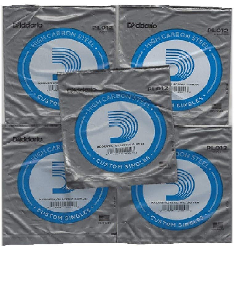 D'Addario PL012 Plain Steel Guitar FIVE PACK OF STRINGS .012