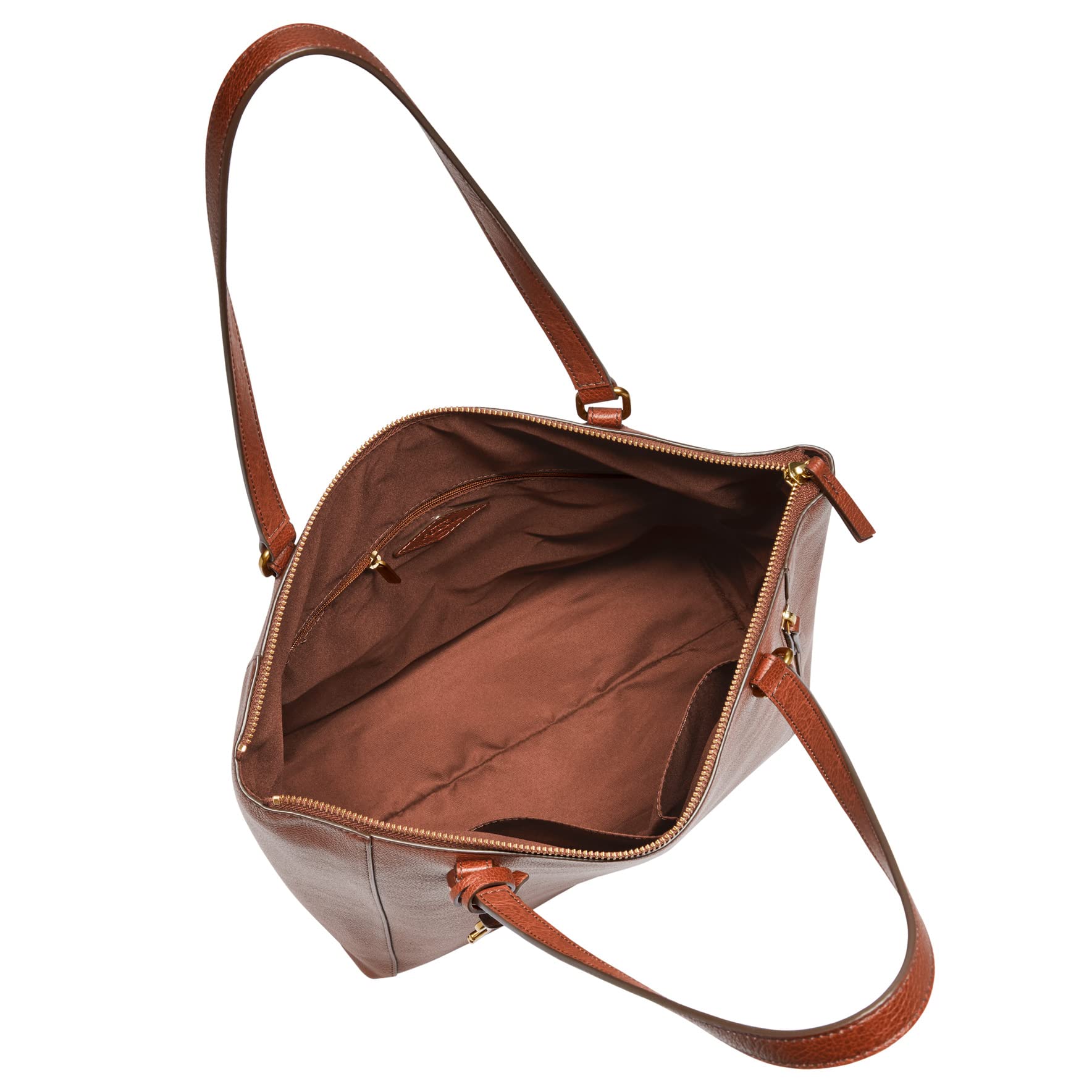 Fossil Women's Tara Leather Shopper Tote Purse Handbag, Brandy Women's Tara Leather Zip Around Clutch Wallet, Brandy