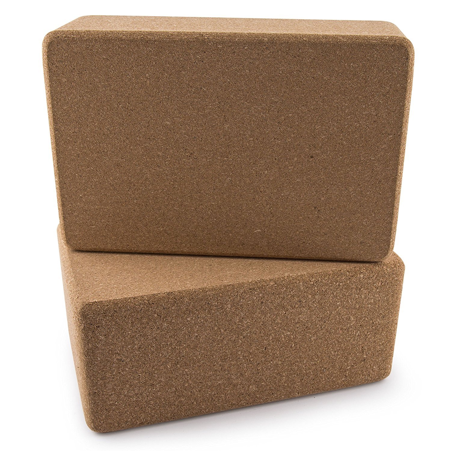 DA VINCI Set of 2 Premium Natural Cork Yoga Blocks High Density 9 x 6 x 4 Inch Each, No Logo on the Blocks