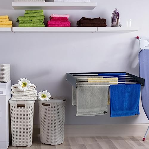 NEBU Clothes Laundry Drying Rack 40β- an Elegant Wall-Mounted Hanger, Folding Stainless Steel Collapsible, Space Saver with 20 Linear feet, Drying Capacity 40lbs
