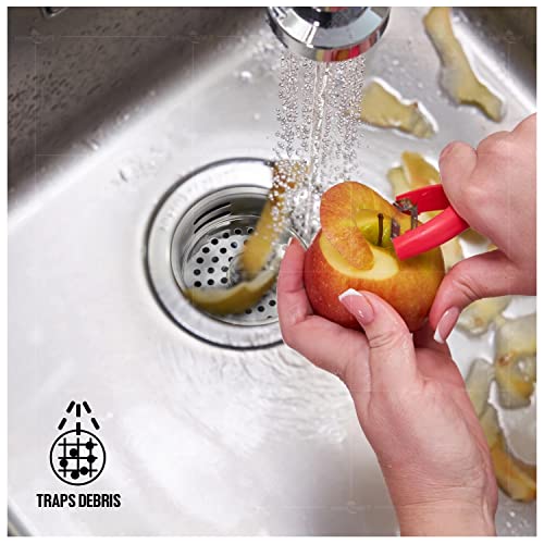 Highcraft 9843 Stainless Steel Kitchen Sink Strainer Basket-Replacement for Standard Drains (3-1/2 Inch) -Universal Style Rubber Stopper