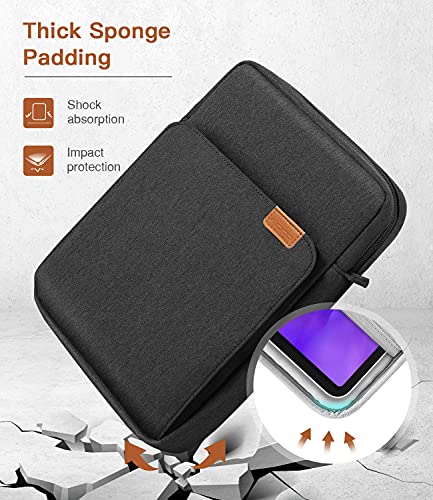 MoKo 12.9 Inch Tablet Sleeve Bag, Compatible with iPad Pro 12.9 M2 2022/2021/2020, Surface Laptop Go 12.4", Galaxy Tab S8+/S9+ 12.4" 2022/2023, Handle Carrying Case with Shoulder Strap, Black & Gray