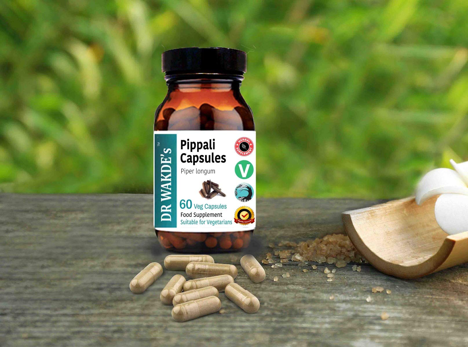 DR WAKDE'S Pippali Capsules (Long Pepper, 60 Veg Caps, Plant-Based Supplement, Ayurvedic Herb, All Natural, Vegan)