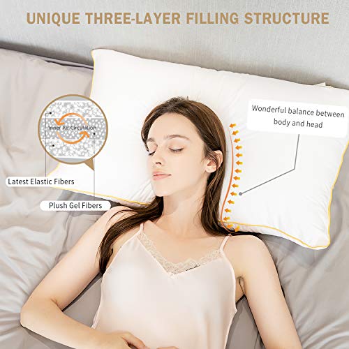NEIPOTA Pillows Standard Size Set of 2, Hotel Collection Side Sleeper Pillow 20" x 26", Firm Standard Pillows for Sleeping 2 Pack, Cooling and Fluffy Down Alternative Fiber Bed Pillows & Positioners