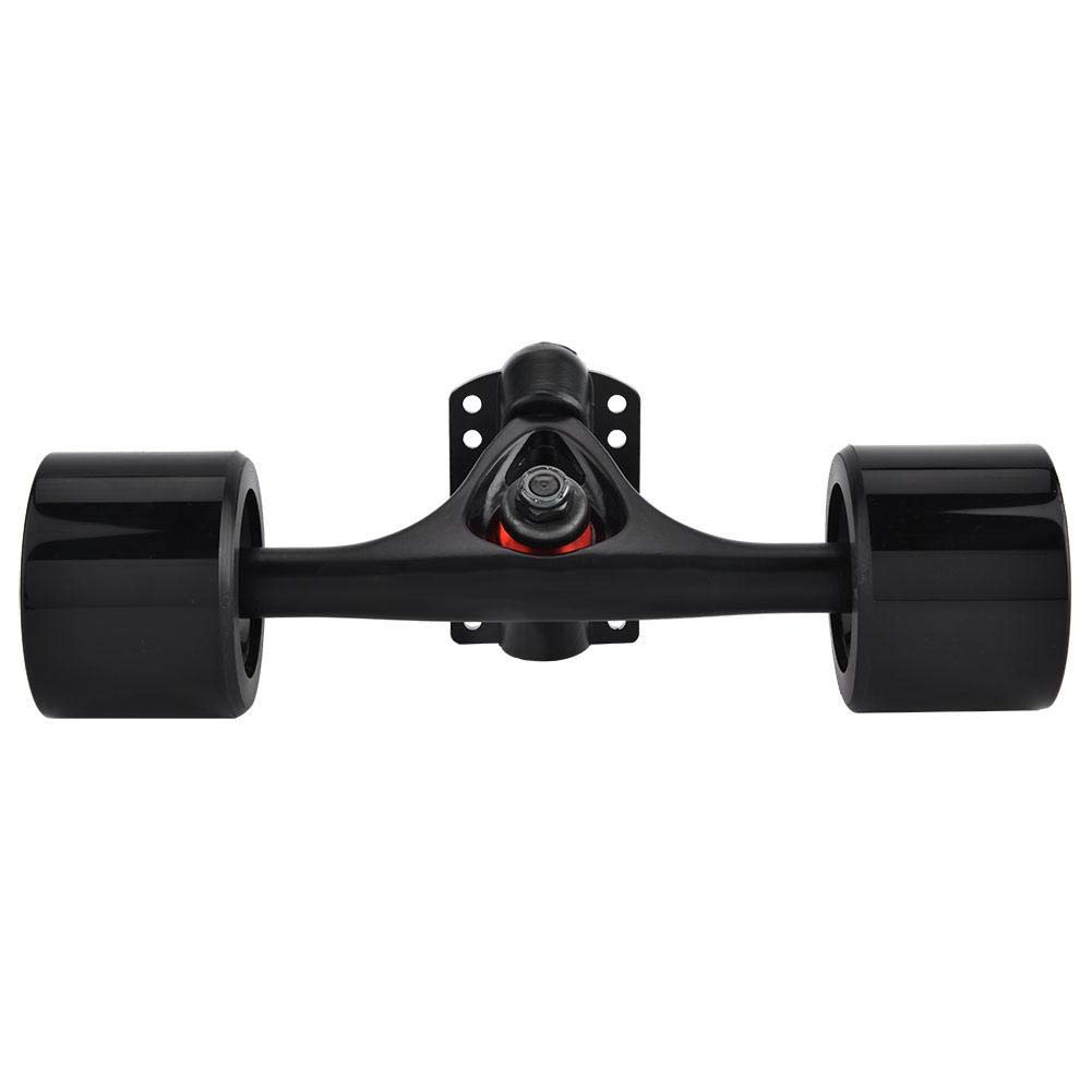 Fafeims 2pcs/Set 10.24in Skateboard Longboard Truck Combo Set with Wheel Riser Pad Bearing Hardware Accessory (Black Shaft Black Wheel)