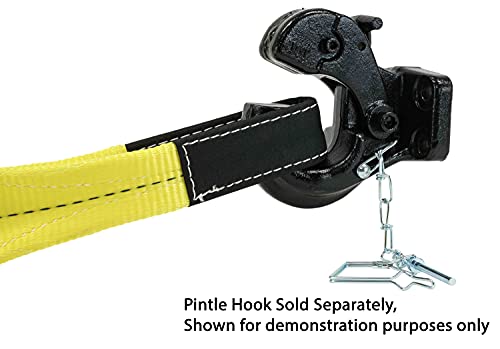 Mytee Products (1 Pack) 4" x 20' Recovery Tow Strap Heavy Duty 32,000 lbs Break Strength - Use for Emergency Towing Rope, Tree Saver, Winch Extension, Triple Reinforced Loops, Protective Sleeves