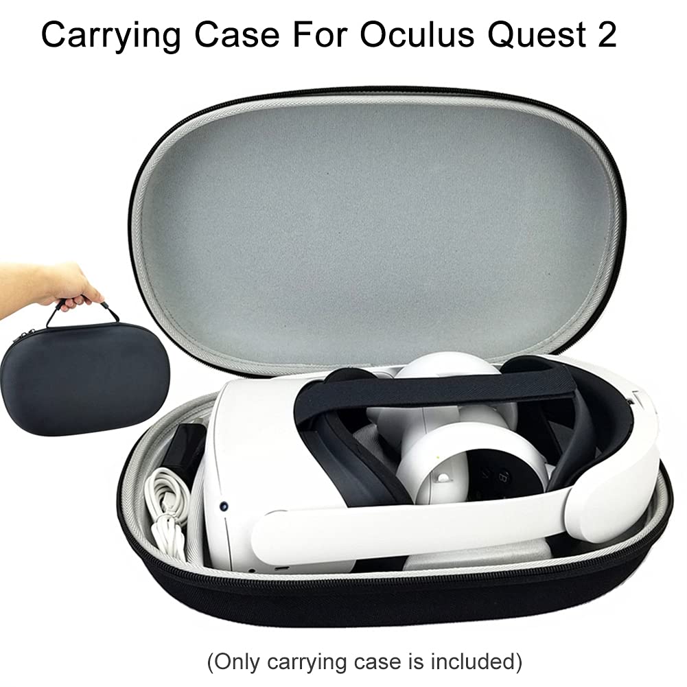 EKDJKK Large Capacity Gaming Carrying Case for Oculus Quest 2, Crush Resistant, Anti-Shock, Portable Protection, Hard EVA Carry Case with Strap, VR Headset Accessories