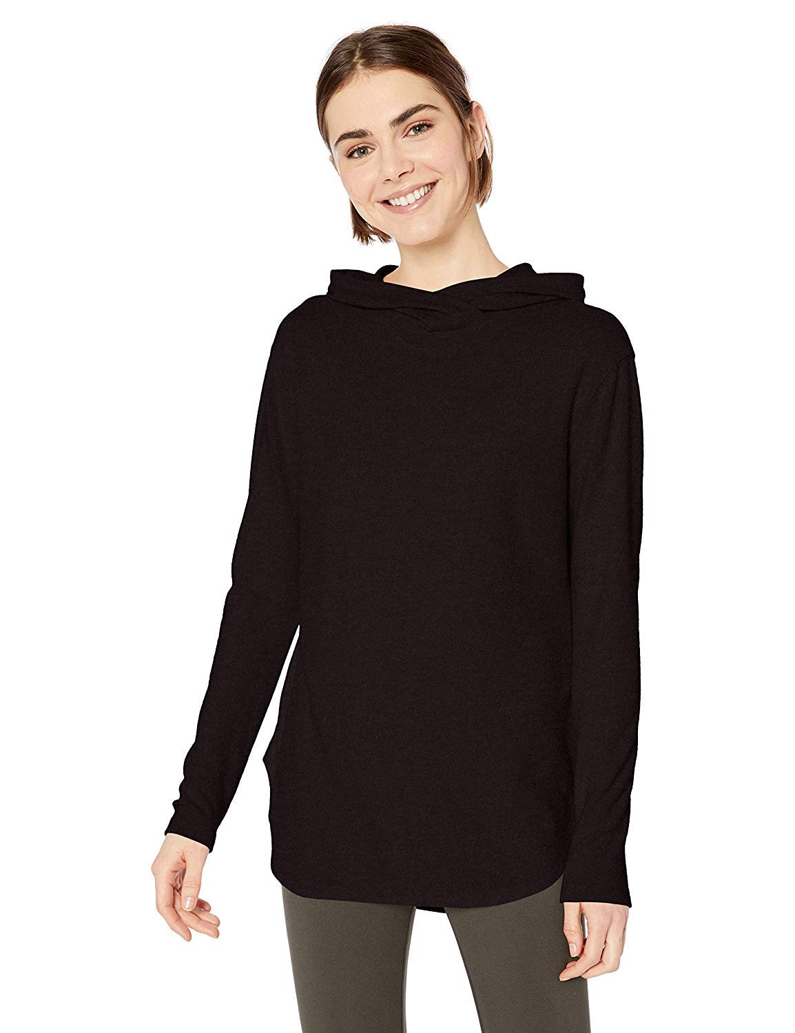 Daily Ritual Women's Cozy Knit Relaxed-Fit Long-Sleeve Hooded Shirt, Black, XX-Large