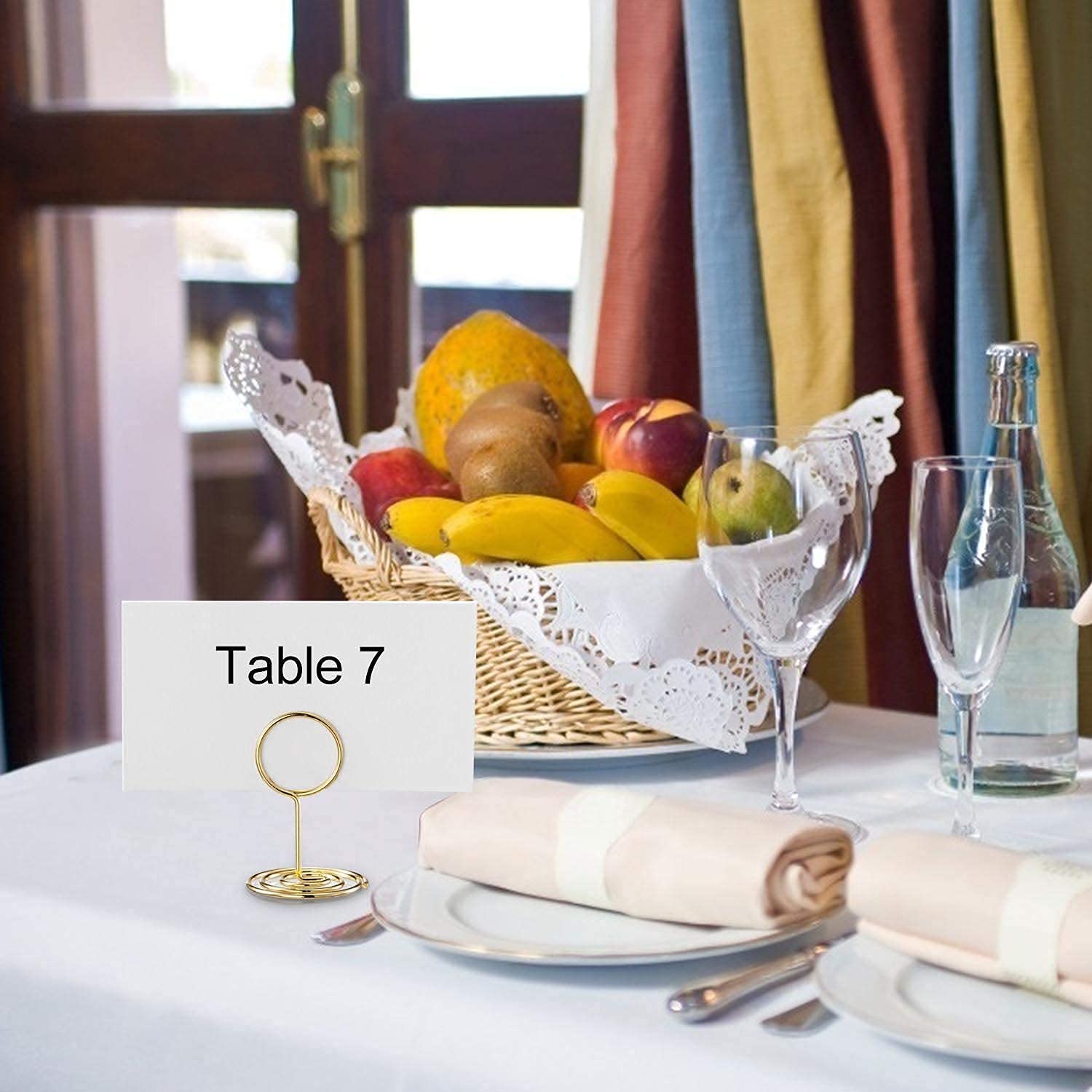 Toncoo 24 Pcs Premium Gold Table Number Holders, 24 Pcs Place Cards with Gold Foil Border, and 100 Pcs White Table Cards, for Centerpieces, Wedding, Party, Birthday
