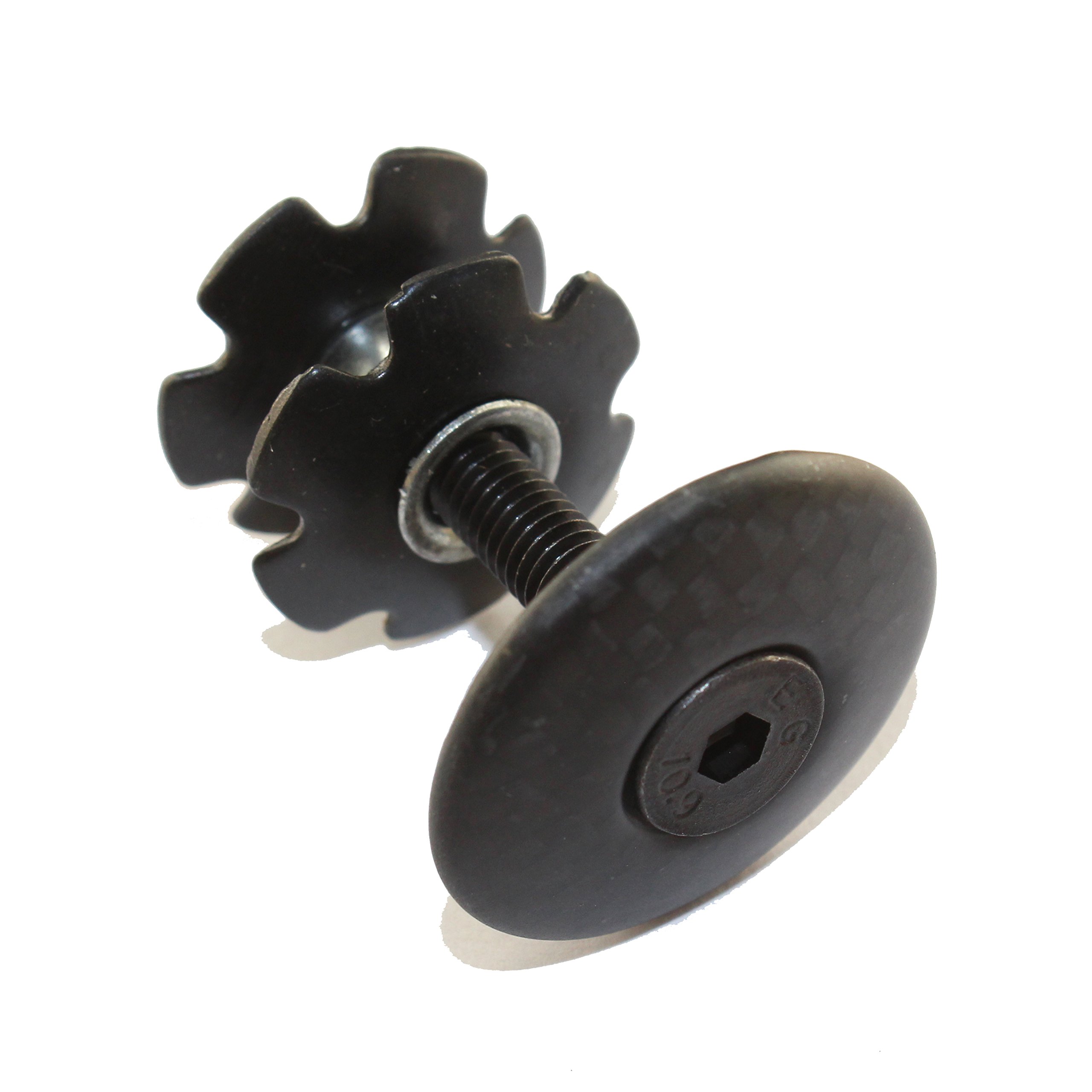 DEER U 3K Light Bicycle Carbon Fiber Headset Top Cap Kit 1-1/8" Top Cap + 1" High Carbon Steel Star Nut + Steel Bolt (Matte - 6.5g)