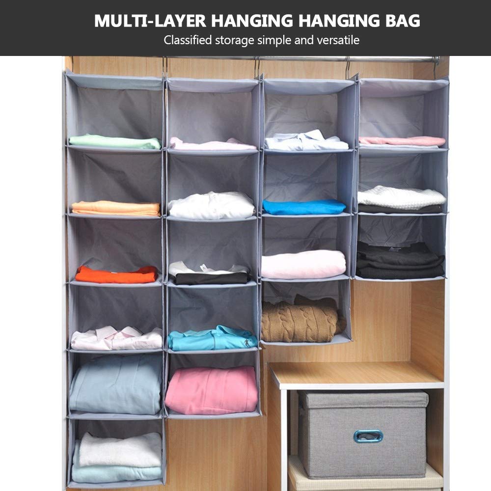 DONGKER 2PCS Hanging Closet Organizer, 2- Layer Foldable Storage Closet Underwear Storage Bag with 2 Hooks for Clothes Storage