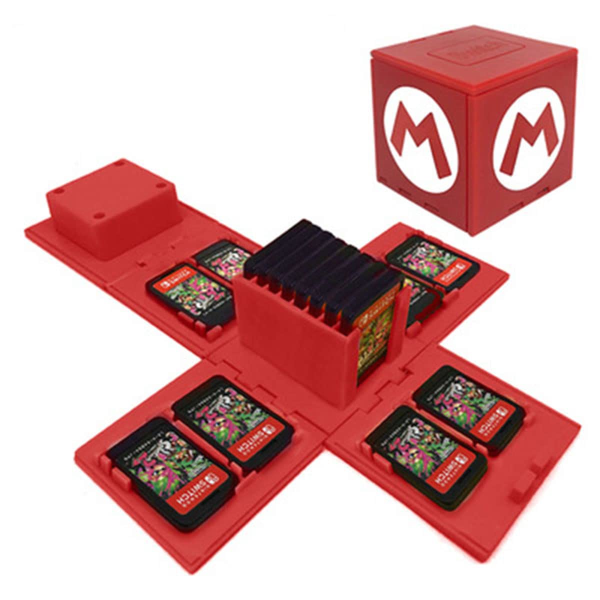 dainslef Foldable Mario Game Storage Box for Switch Game Cards Up,for Nintendo Switch Game Card Case Up to 16 Game Cards Mario-M…