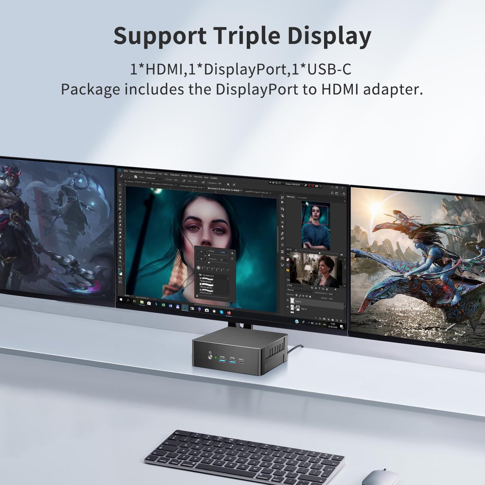msecore Mini PC with AMD Ryzen 9 5900HX 8 Cores, 32G RAM, 1T SSD, Dual LAN, Support 1 * 2.5G, 4K Triple Display, Wi-Fi 6E, Small Desktop Computer for Bussiness, Daily Use, Windows 11 Pro