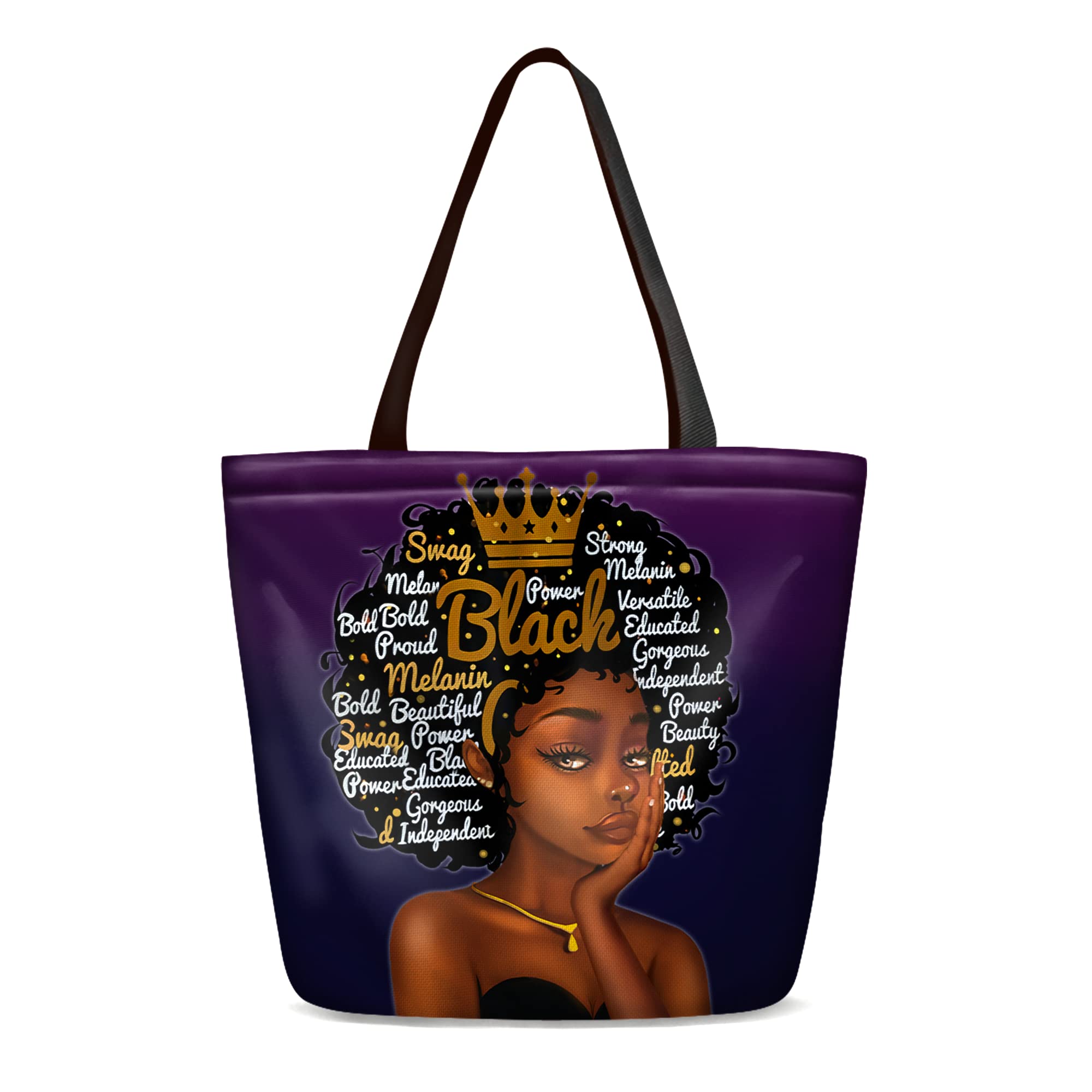 EZYES African American Women Tote Bag Shoulder Bag Durable Handbag For Girl Daily Use Gift Bag