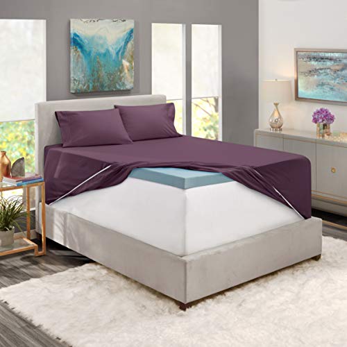 Nestl Extra Deep Pocket Bed Sheet Set β 6-Piece Hotel Bed Sheet Set Deep Pocket Bed Sheets 18-24 Inch Deep Pockets β Fitted Sheet, Flat Sheet and 4 Pillowcases β King β Eggplant Purple