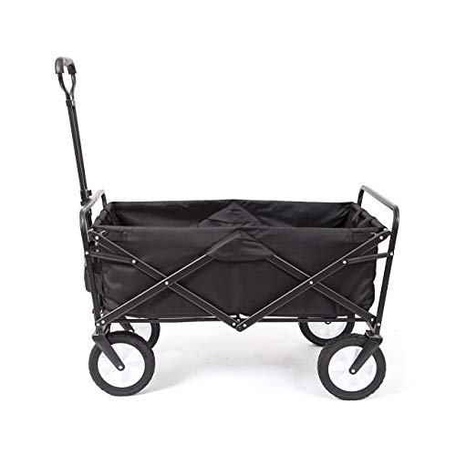 Olympia Tools 85-182 Folding & Rolling Flatbed Cart for Loading, Olive Green with Blue Bumper, 600 Lb. Load Capacity & MacSports Collapsible Folding Outdoor Utility Wagon, Black