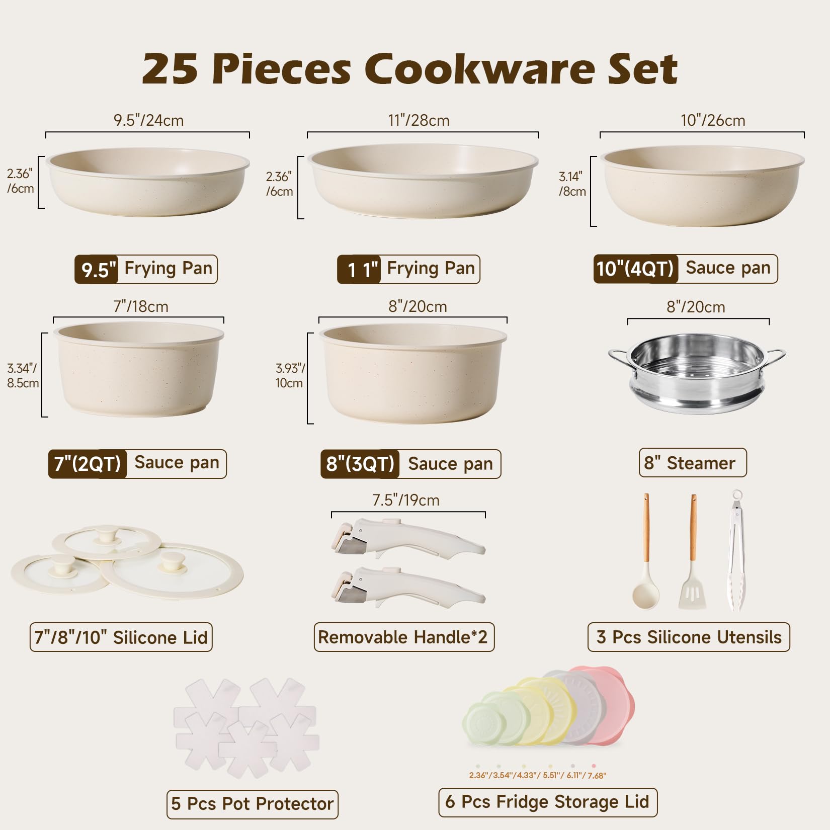 JEETEE Pots and Pans Set Non Stick 24pcs, Kitchen Cookware Sets with Detachable Handle, Induction Nonstick Cookware Set with Removable Handle, Stackable RV Cookware, Oven Safe, PFOA Free, Black
