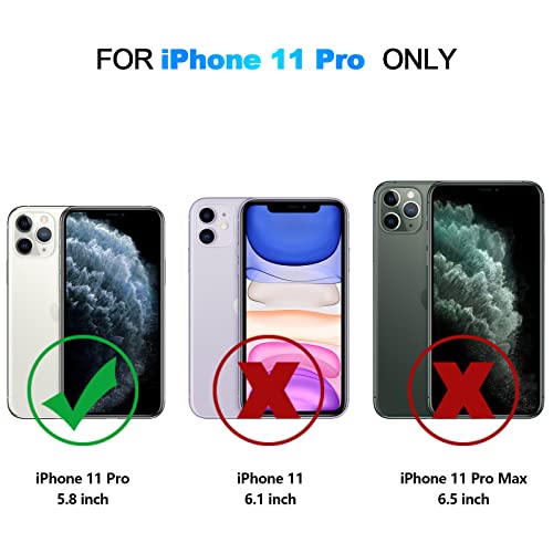 Nvollnoe for iPhone 11 Pro Case with Card Holder Heavy Duty Protective Dual Layer Shockproof Hidden Card Slot Slim Wallet Case for iPhone 11 Pro for Men&Women(Rose Gold)