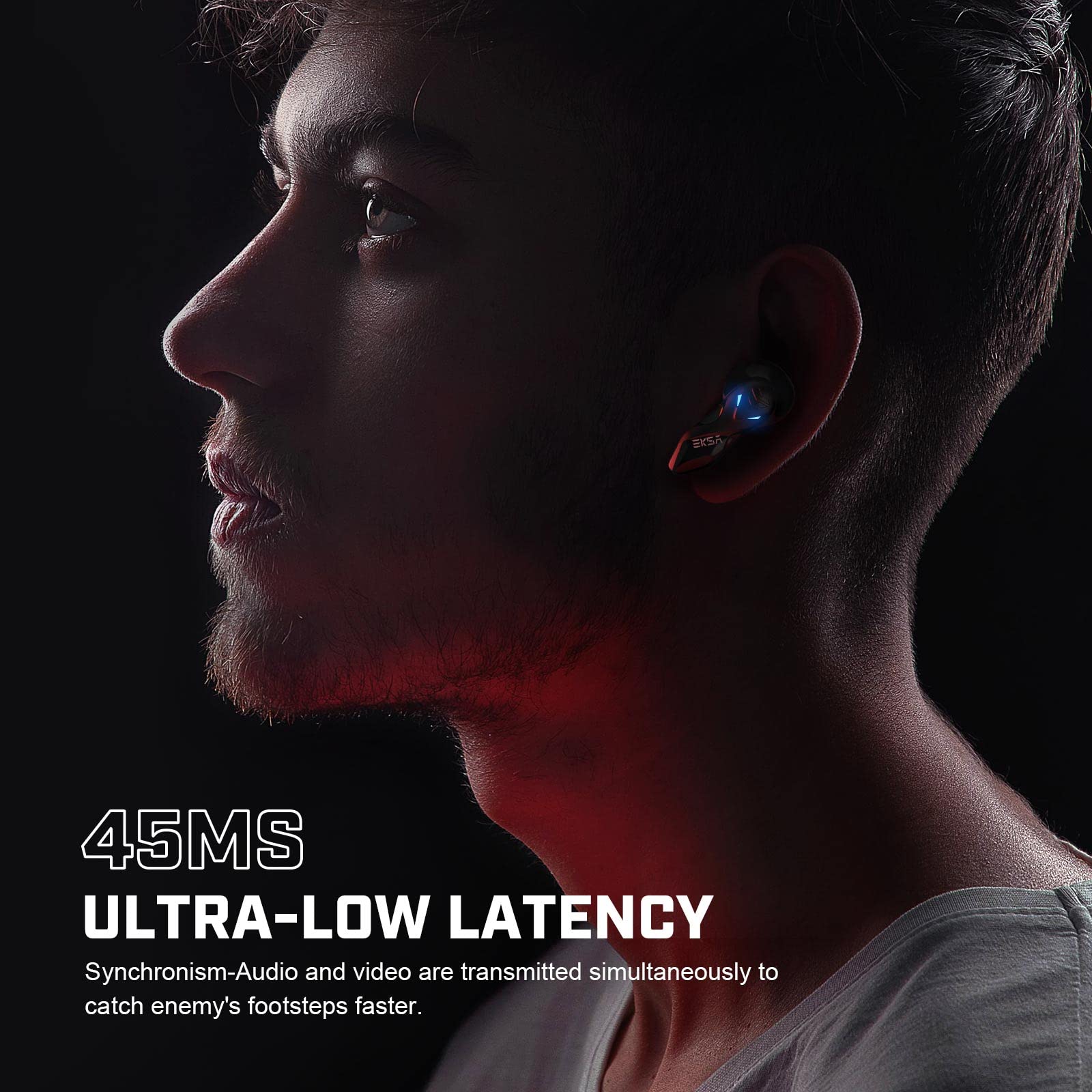 EKSA Wireless Gaming Earbuds, Bluetooth Headphones for Mobile Gaming, Switch, Music - 38ms Ultra Low Latency - 36 Hours Playtime - Game/Music Mode - Built in Mic - Noise Isolation