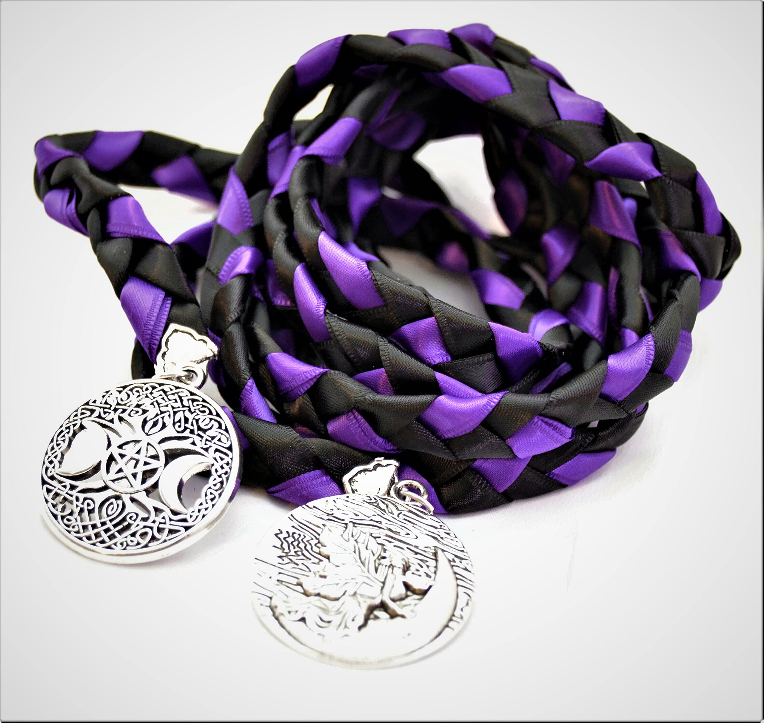 Divinity Braid Purple & Black Triple Moon Goddess Wedding Handfasting Cord #Wedding #DivinityBraid #Celtic #Handfasting #Wedding #Pagan #HandfastingCord(HF-020), Black & Purple