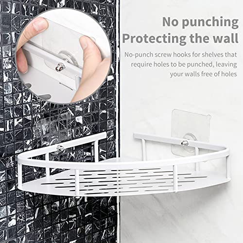 Nail Free Wall Hooks Screw Adhesive Hooks Heavy Duty Screw Free Sticker 14 PCS White Self Adhesive Hooks for Bathroom Kitchen