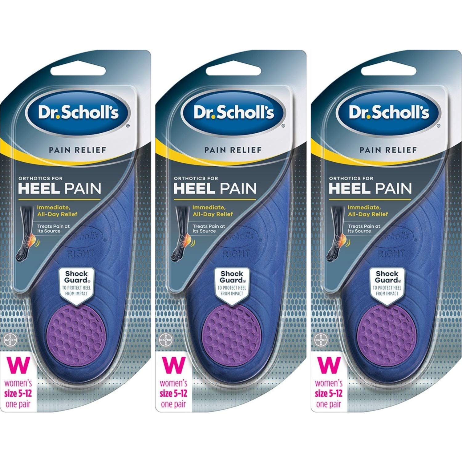Dr. Scholl's Heel Pain Relief Orthotics Women's 5-12 1 Pair (Pack of 3)