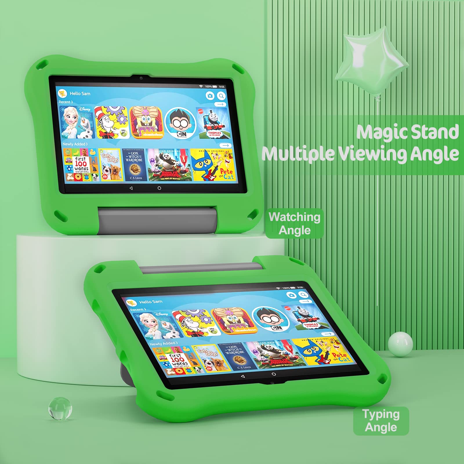 Kids-Proof 8 inch Tablet Case, Tablet 8 Kids Case(Only for 2022 Release, 12th Generation&2020 Release, 10th Generation)-Auorld Light-Weight Kids-Proof Case with Stand for Tablet 8-Green
