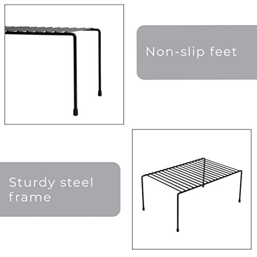 Smart Design Classic Storage Shelf – Medium (8.5 x 13.25 in.), Black – Steel Pantry Organizer with Rust-Resistant Finish and Non-Slip Feet for Easy Home Organization and Storage