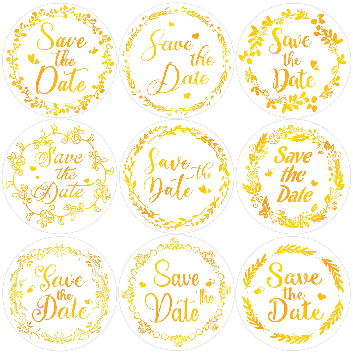 Save The Date Stickers Labels 500 Pieces Per Roll Real Gold Foil Embossed Envelope Stickers for Birthday Wedding Baby Shower Party Invitation 1.5 Inch
