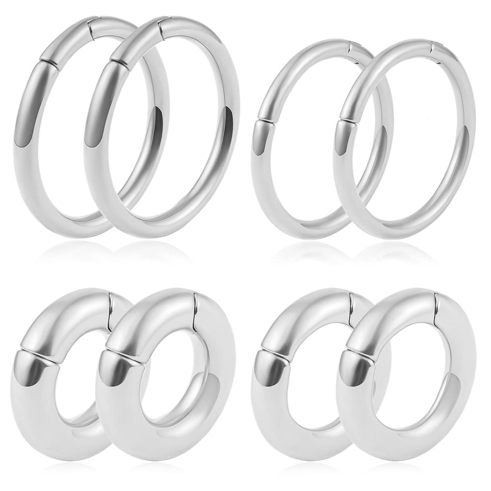 DOEARKO 2PCS Simple Hoop Ear Plugs Body Piercing Tunnels 316 Stainless Steel Hypoallergenic Earrings Plugs for Ears Expander Body Jewelry (Gauge:4mm(6G)*40mm(diameter), Silver)