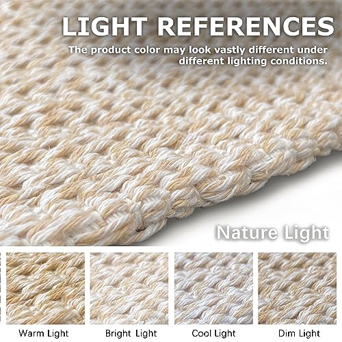 KOZYFLY Boho Runners for Hallways 2x6 ft Washable Hall Carpet Runner Non Slip Kitchen Rug Beige Cotton Entryway Runner Rugs Throw Bedside Rugs for Indoor Hallway Bedroom Kitchen