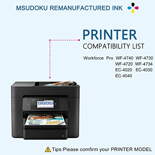 Msudoku 802XL Ink Cartridges Remanufactured Replacement for Epson 802 Ink Cartridges Combo Pack 802XL T802XL T802 Use with Workforce Pro WF-4730 WF-4740 WF-4734 Printers(4 Pack)