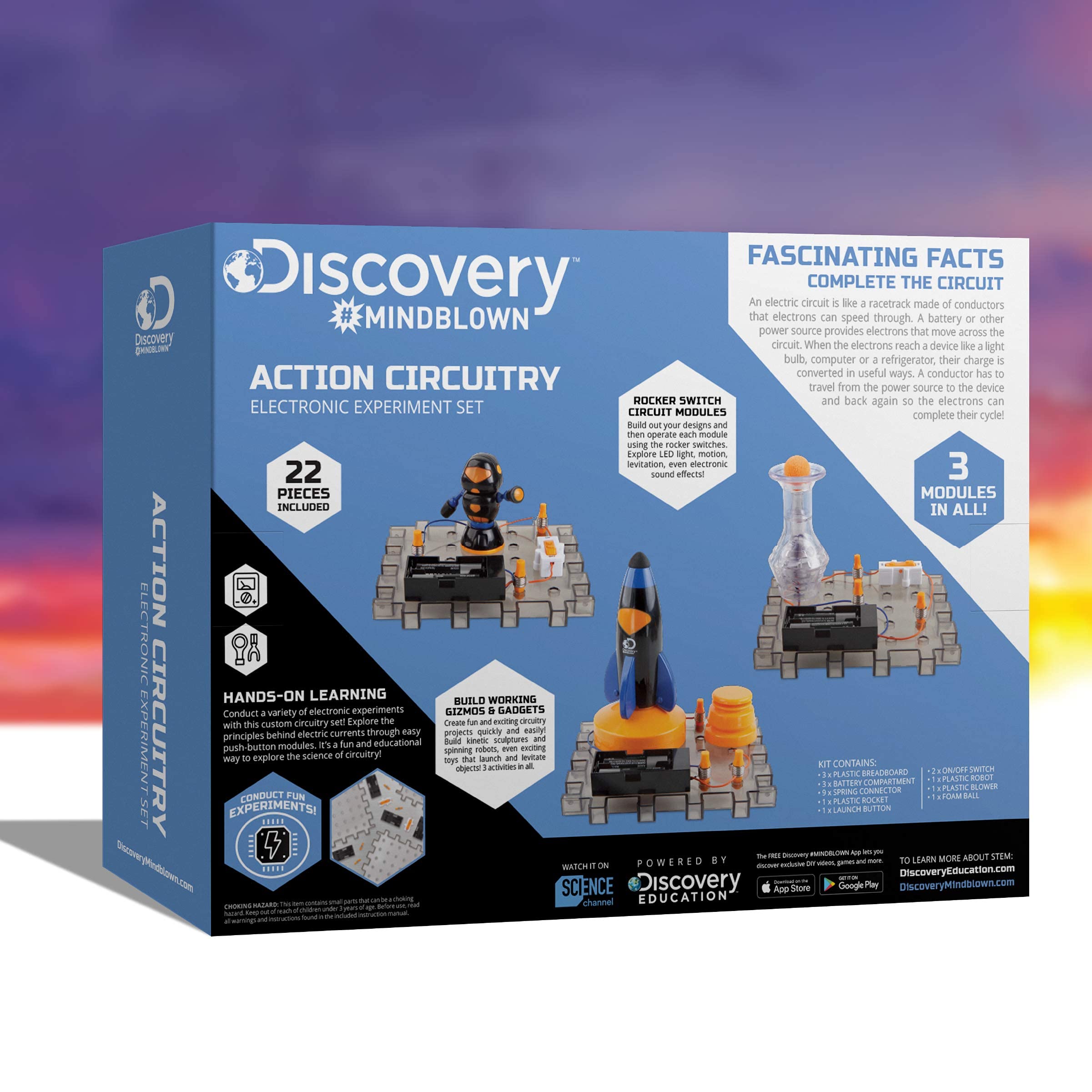 Discovery #MINDBLOWN Action Circuitry Electronic Experiment Mini STEM Set, Build-it-Yourself Engineering Toy Kit, Explore The Science of Motion, Robot Spinner Experiment, Great Gift for Kids Ages 8+