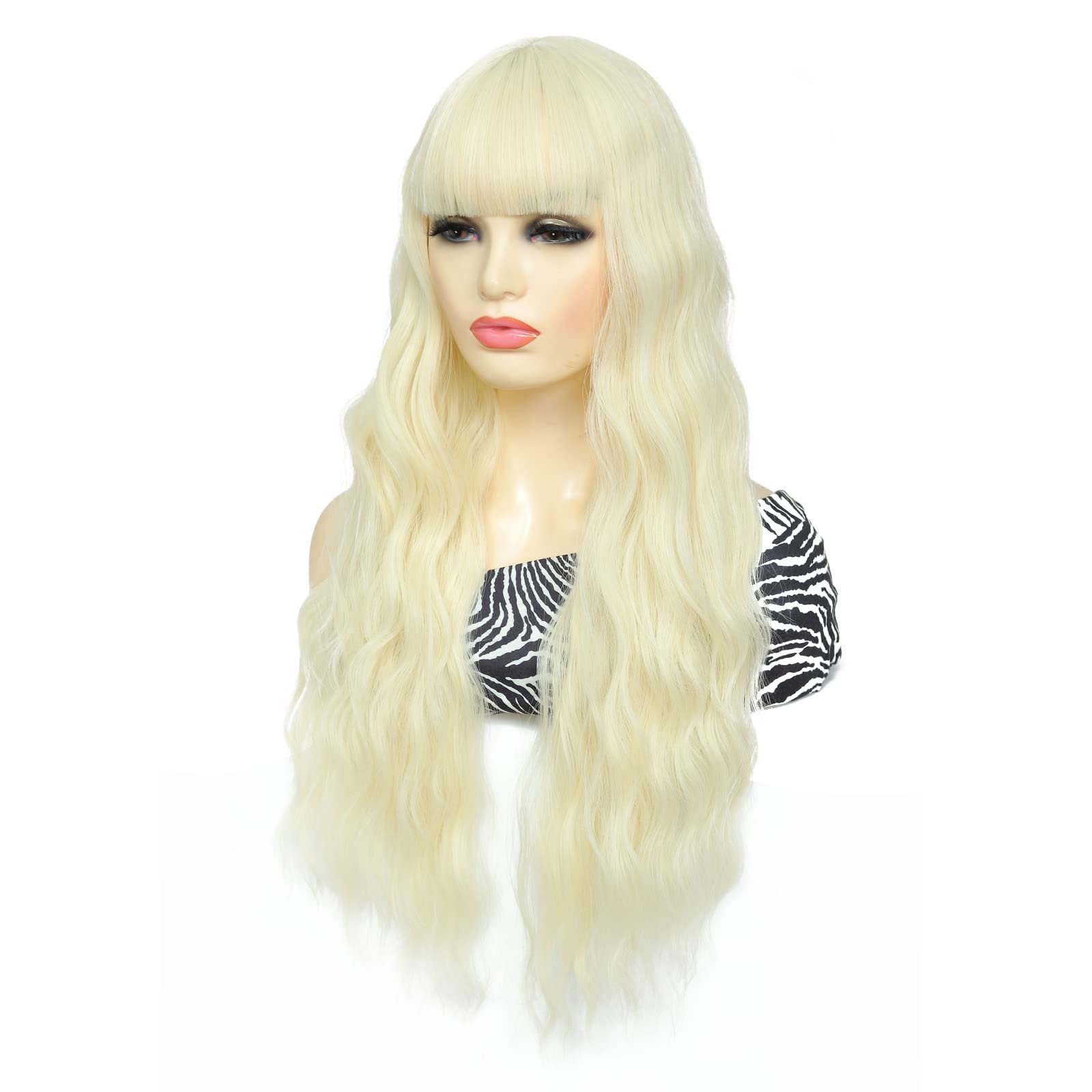 Junbeauty 613 Blonde Long wavy Natural Looking Cosplay Wavy Hair Replacement Wigs for Costume Halloween
