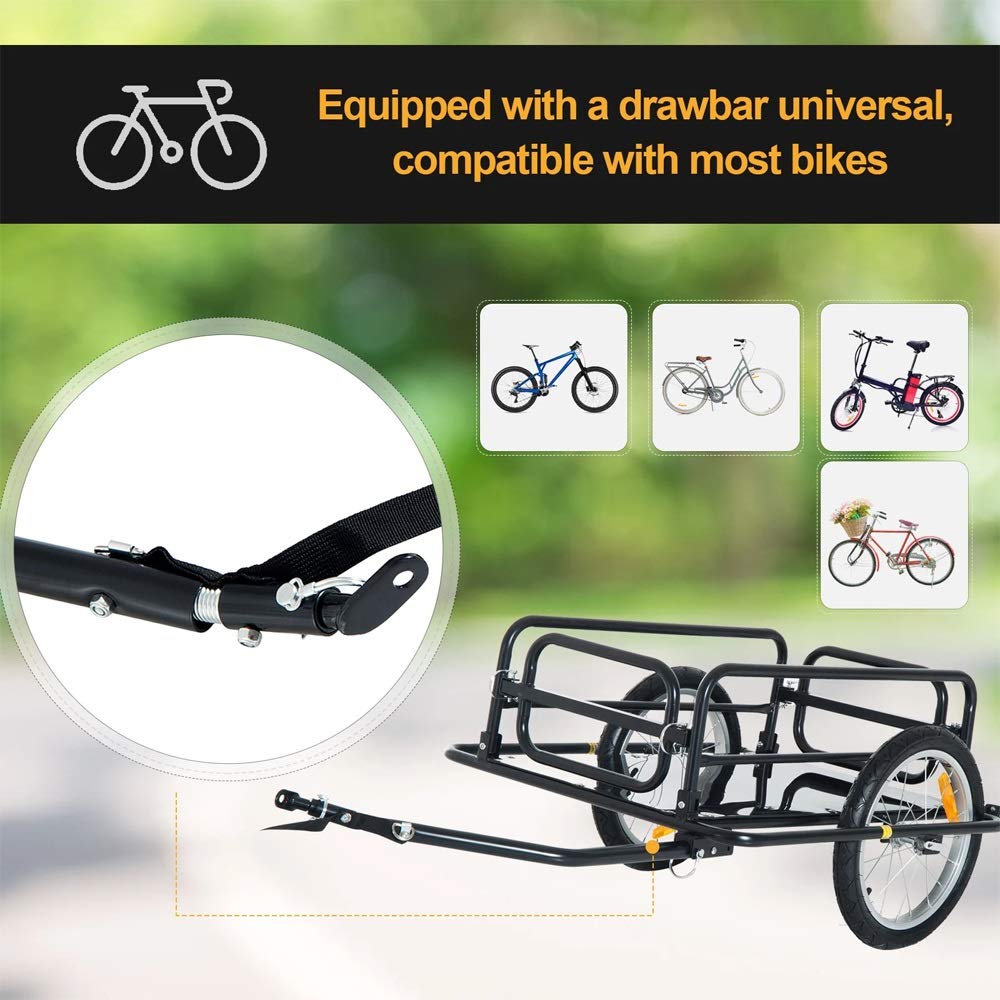 Folding Bicycle Storage Cart Cargo and Luggage Trailer with Hitch