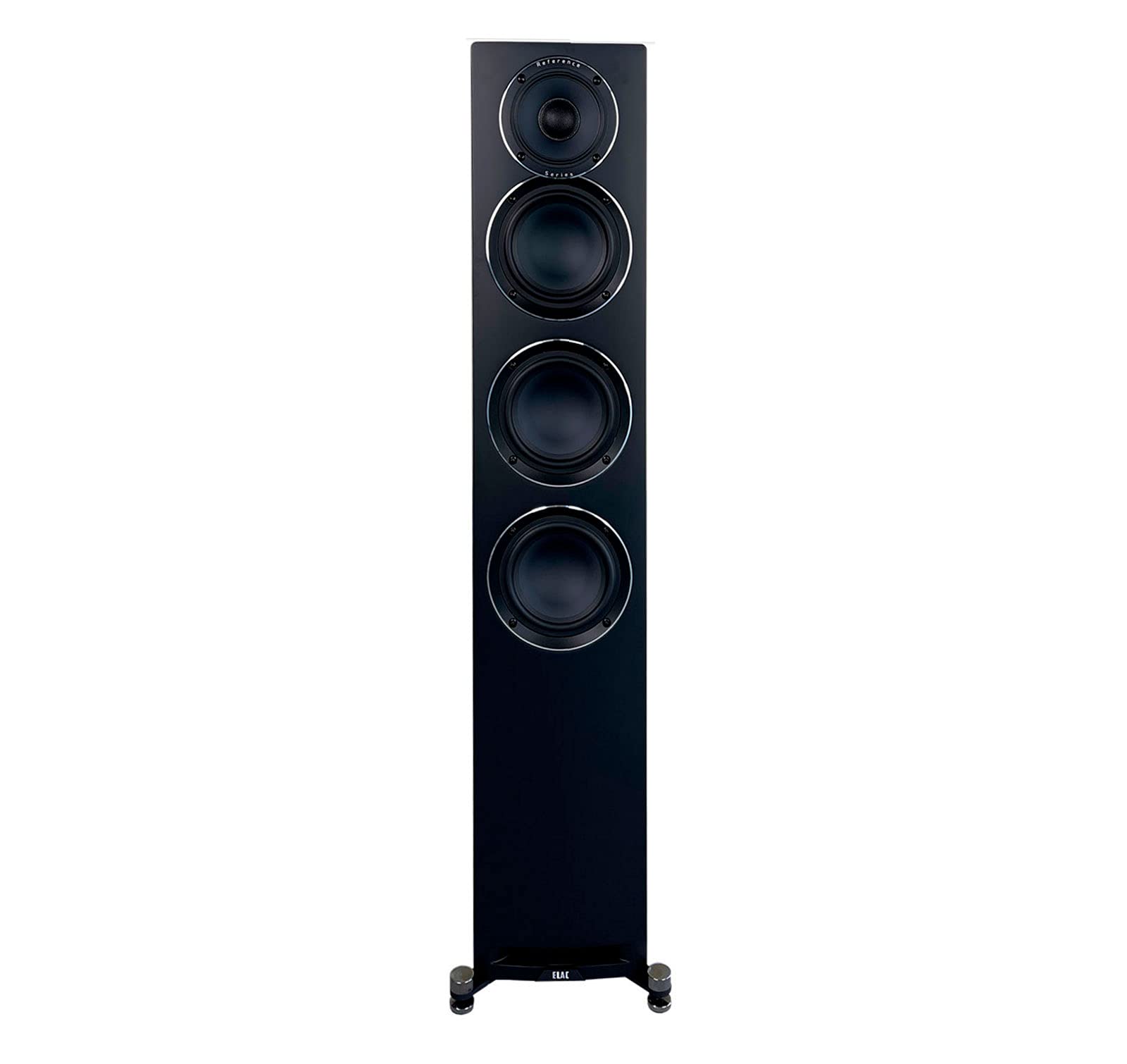 ELAC Uni-Fi Reference 3-Way 5-1/4" Floor Standing Speaker, Oak or Walnut Tower Speaker for Home Theater and Stereo System, Black Baffle with Walnut Sides